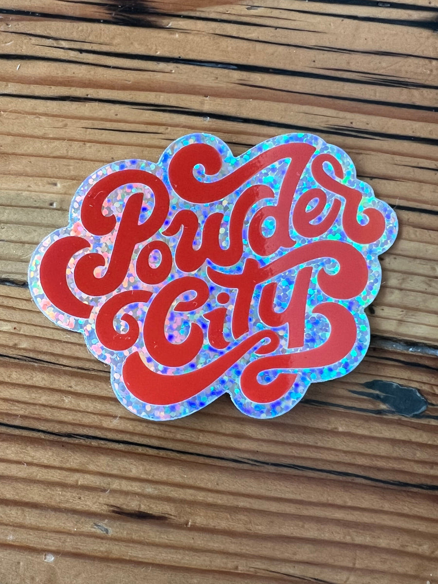 Powder City Holographic Sticker – Shine On, Shredder – Mountains Walking